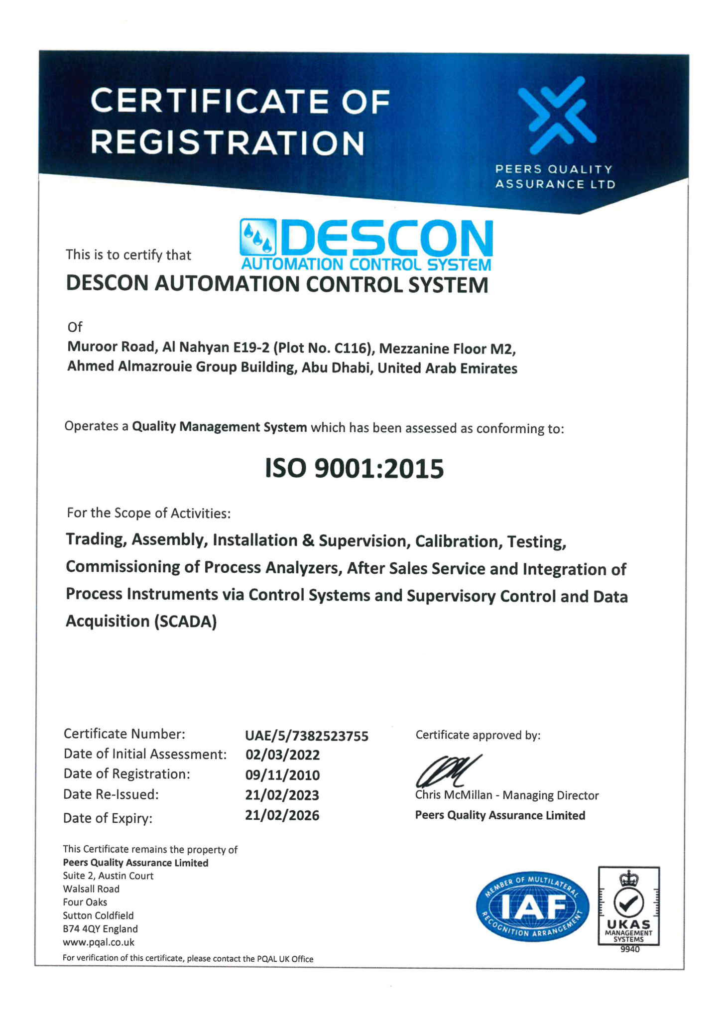 IMS – DESCON AUTOMATION CONTROL SYSTEM LLC
