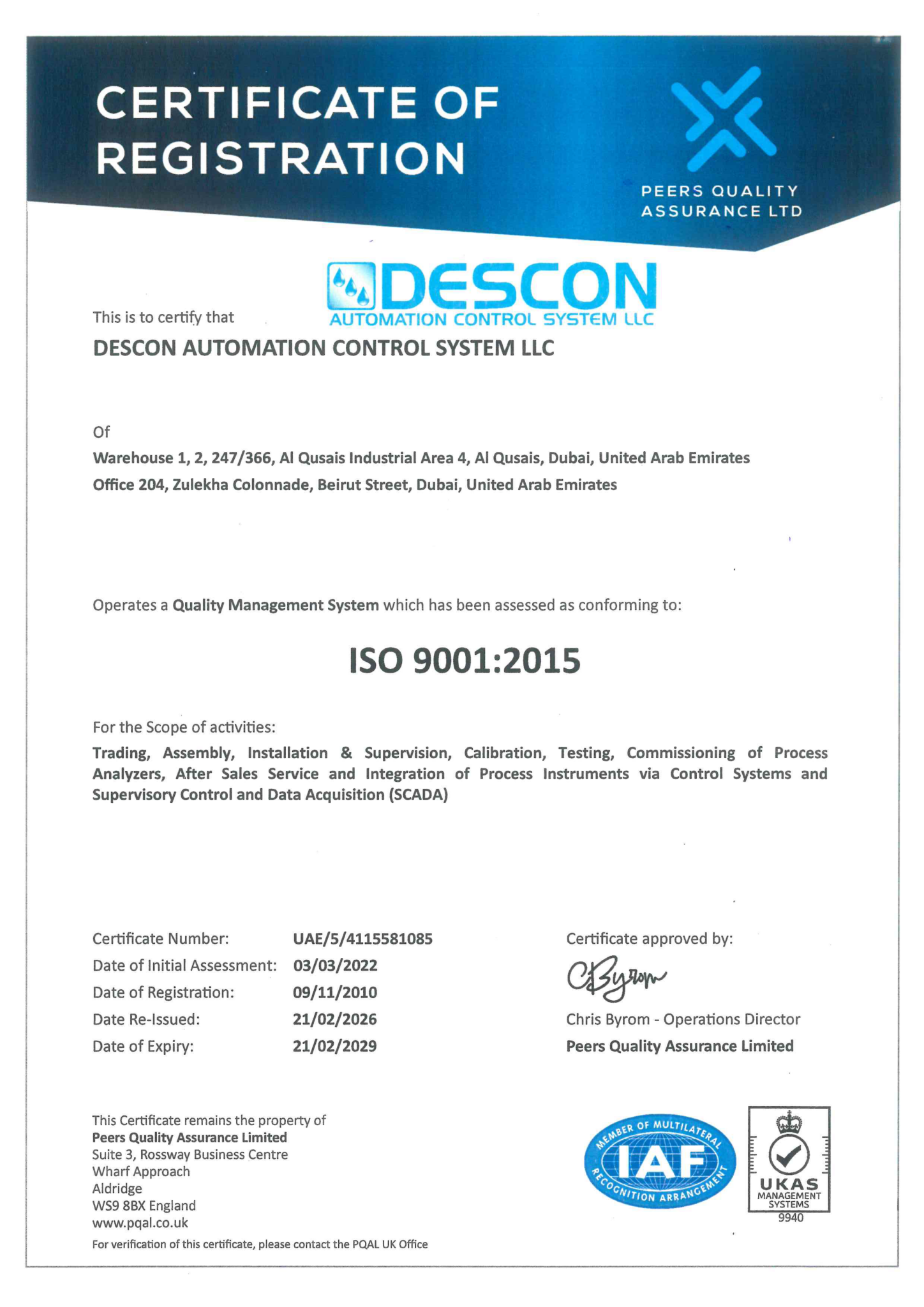 IMS – DESCON AUTOMATION CONTROL SYSTEM LLC